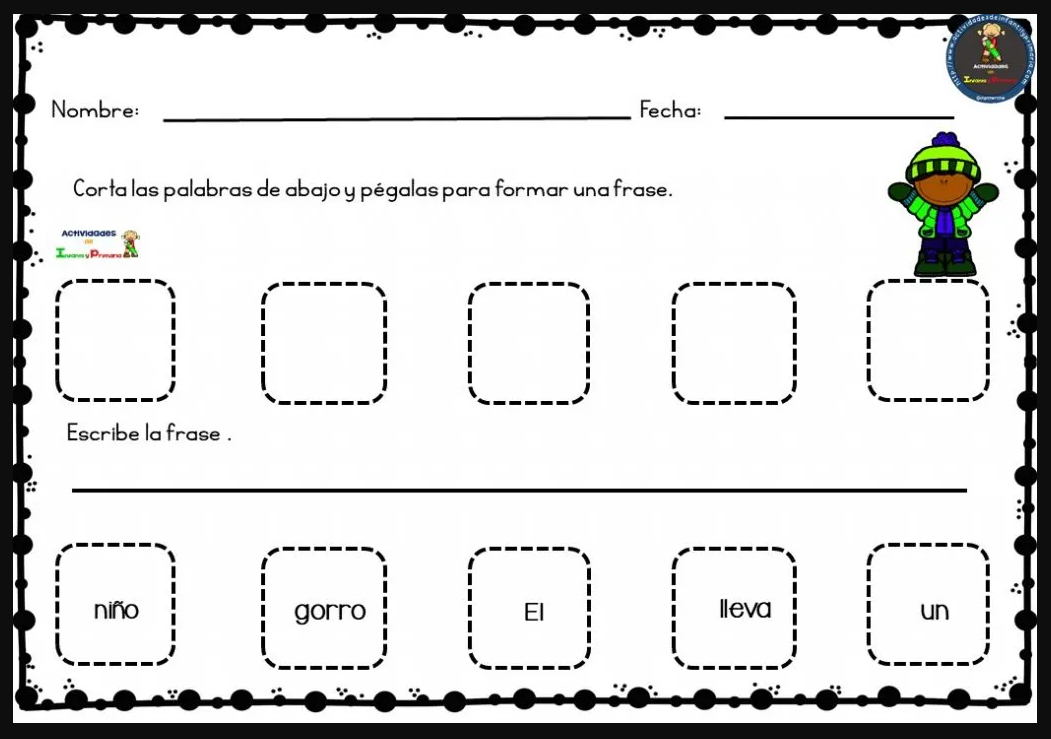 Copia y pega las palabras para formar la frase - Actividades de ...
