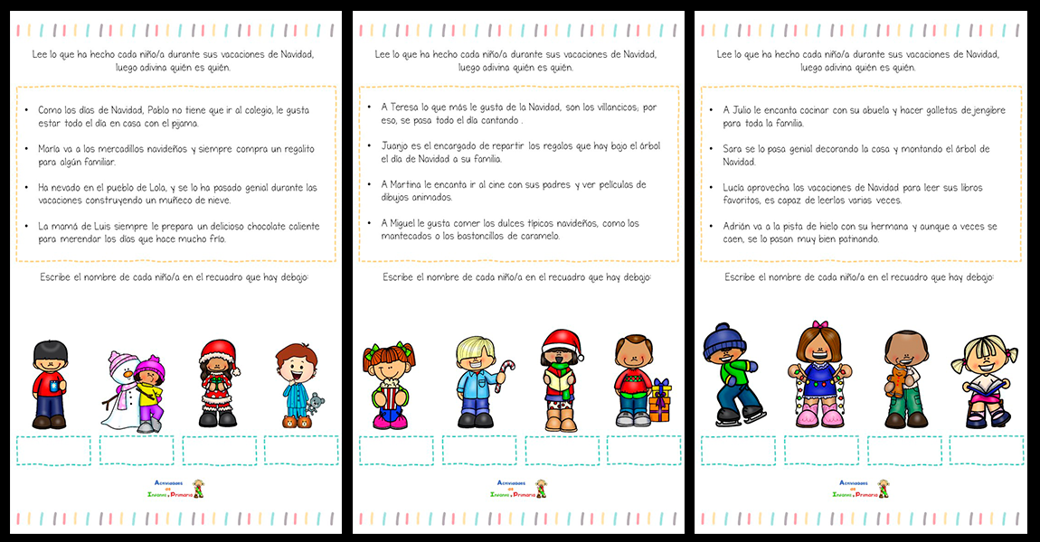 Juego de pistas para trabajar la comprensión lectora: ¿Quién es quién ...