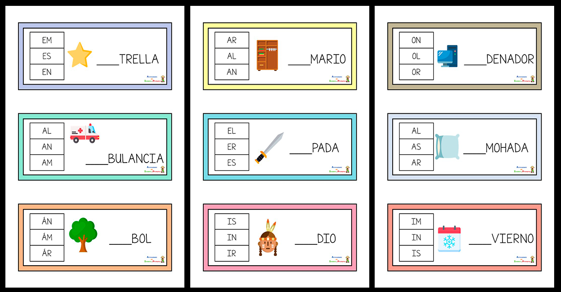 Lectoescritura de palabras con sílabas inversas - Actividades de ...