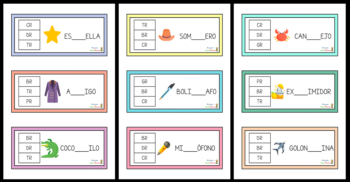 Lectoescritura de palabras con sílabas trabadas en medio - Actividades ...