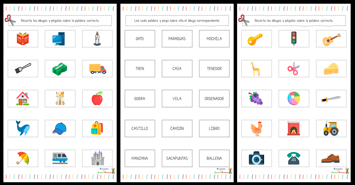 Tableros manipulativos de palabras para trabajar la asociación palabra ...
