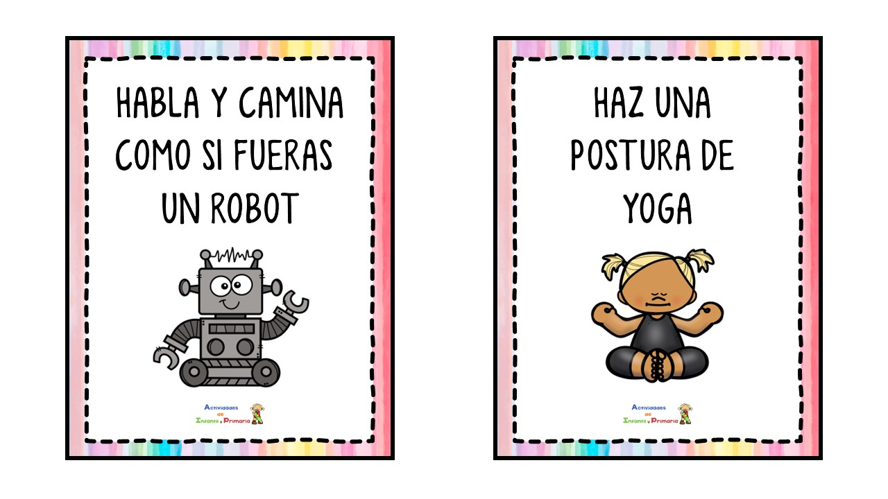 Tarjetas: Descansos activos en el aula - Actividades de infantil y primaria