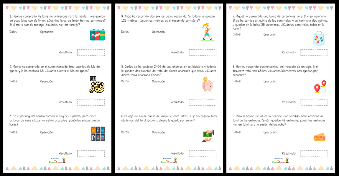 Iniciación problemas matemáticos con fracciones - Actividades de ...