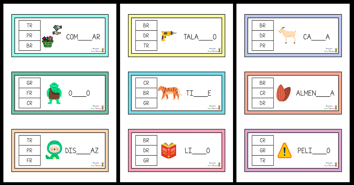 Lectoescritura de palabras con sílabas trabadas en la última sílaba - Actividades de infantil y ...