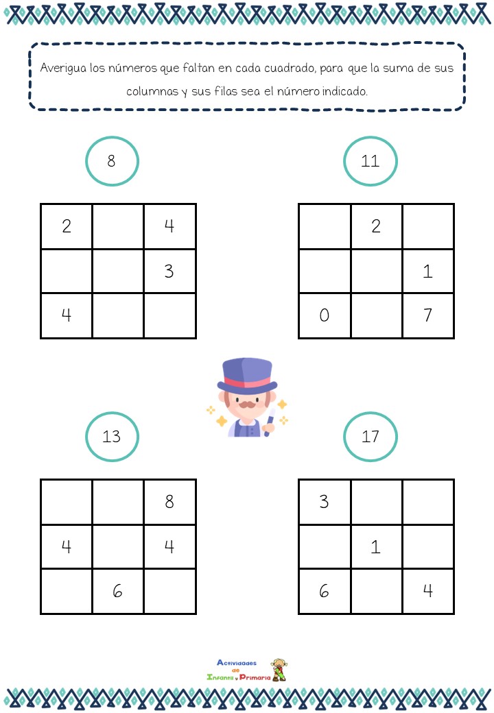 Cuadrados Matemáticos Mágicos Actividades De Infantil Y Primaria