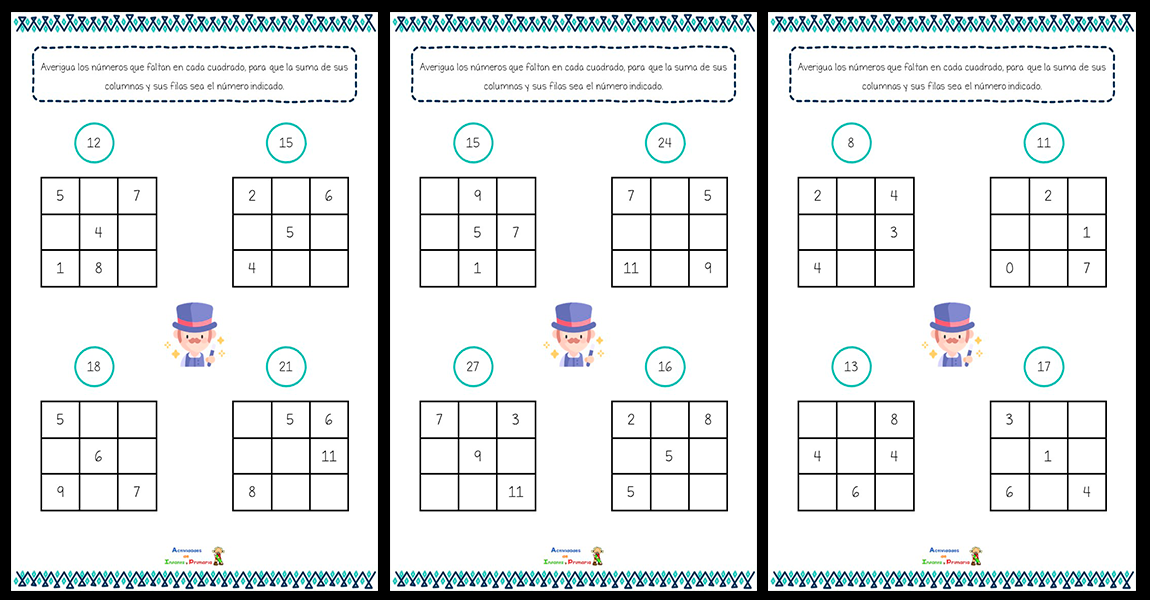 Cuadrados Numericos Imprimibles