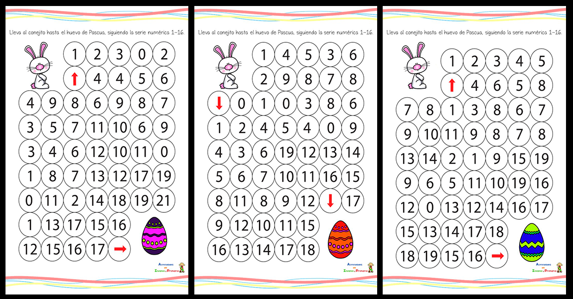 Preciosa colección de laberintos numéricos de Pascua - Actividades de ...