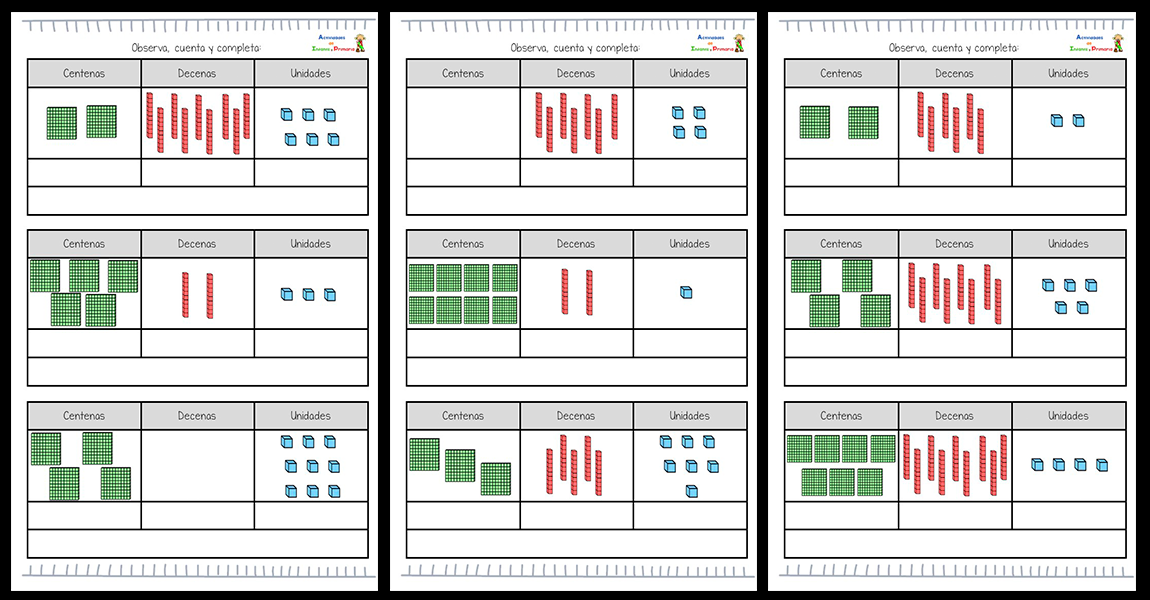 Hoja De Trabajo Con Bloques De Valor Posicional GUÍA DE TRABAJO