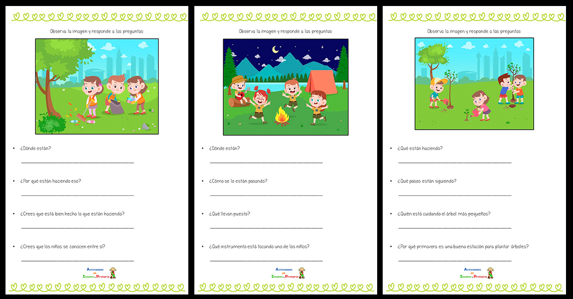 Comprensión lectora de preguntas a partir de un dibujo de primavera ...