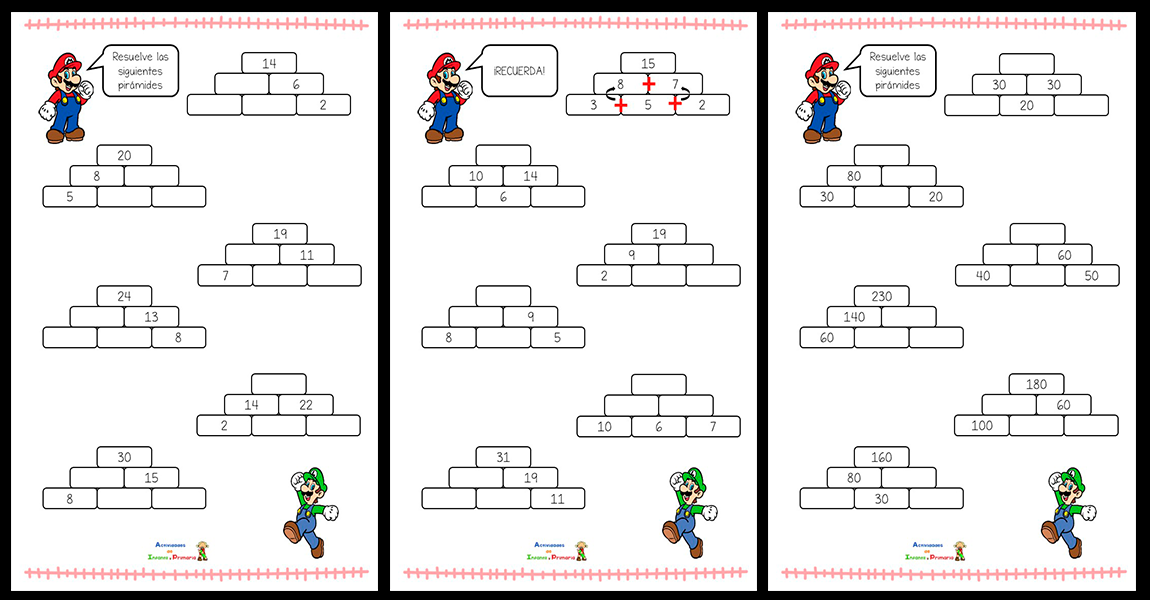 Pirámides matemáticas con Super Mario y Luigi - Actividades de infantil ...