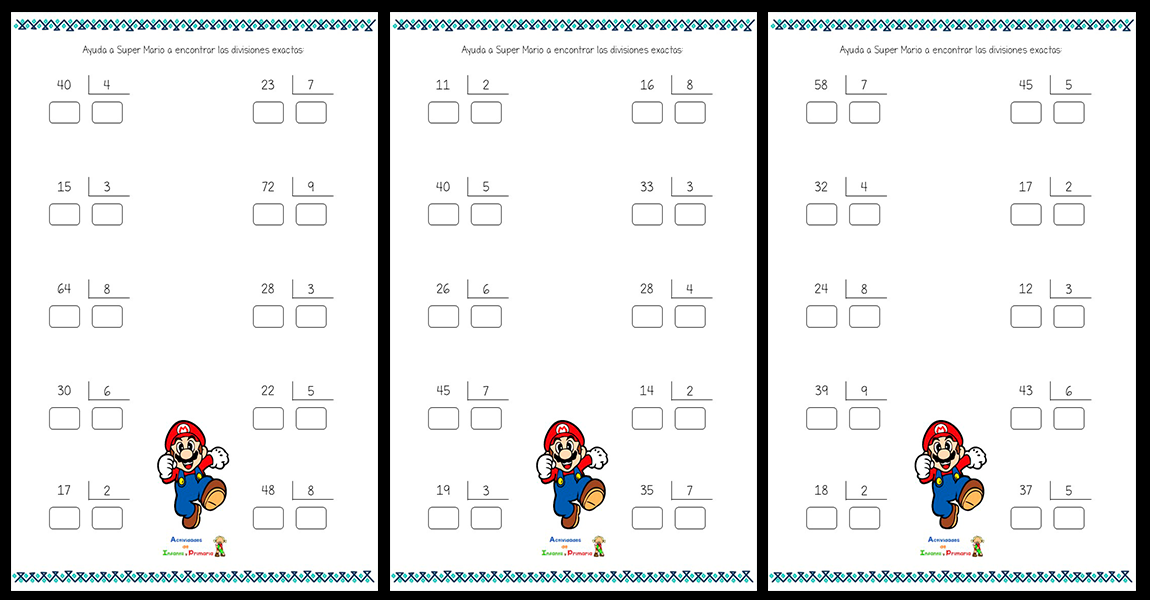 Ayuda a Super Mario a encontrar las divisiones exactas - Actividades de ...