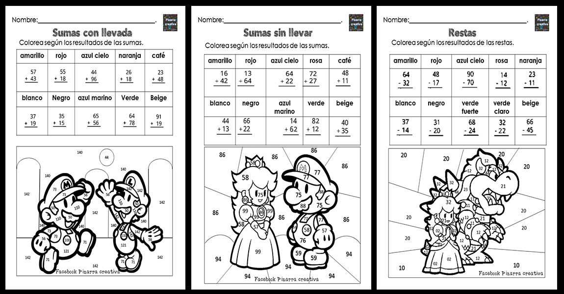 Dibujos Para Colorear Con Sumas Y Restas De Tres Cifras Pdf Gratis ...