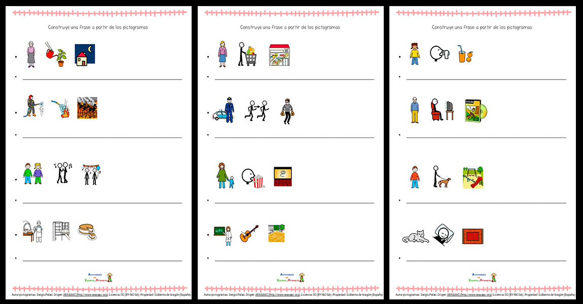 Asociación Imagen Palabra Construcción De Frases A Partir De Pictogramas Actividades De 