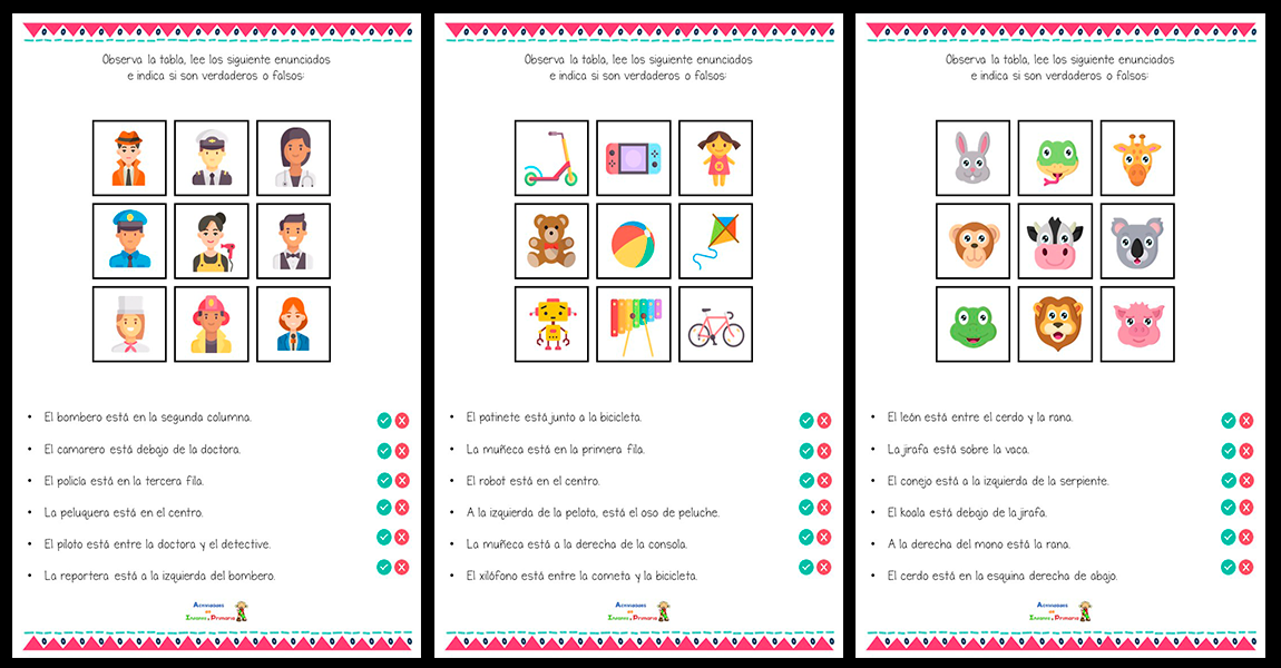 Trabajamos la comprensión de oraciones con conceptos espaciales ...