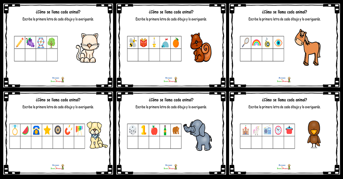 Conciencia fonológica: Averigua el nombre de cada animalito ...