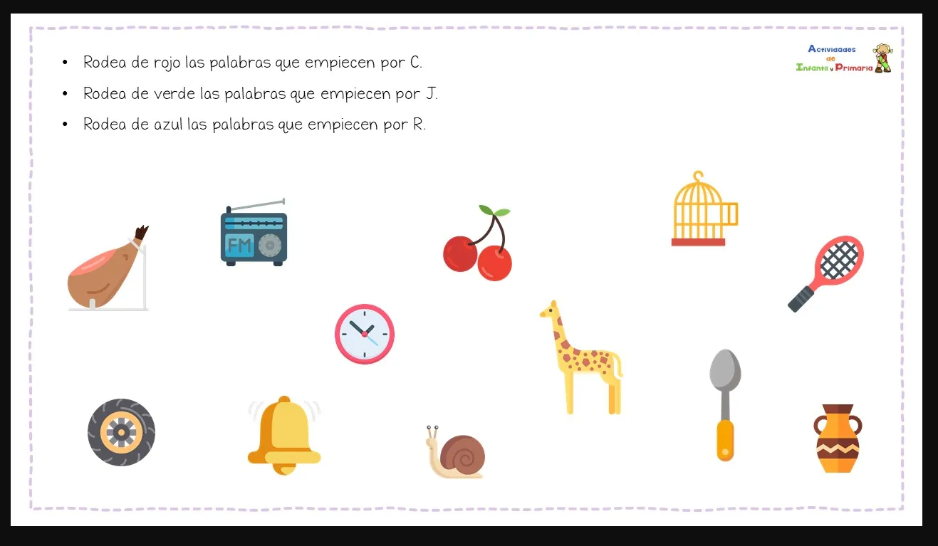 Conciencia fonológica de la letra inicial de una palabra - Actividades ...