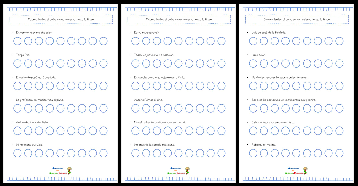 Conciencia léxica: Palabras de una frase - Actividades de infantil y ...