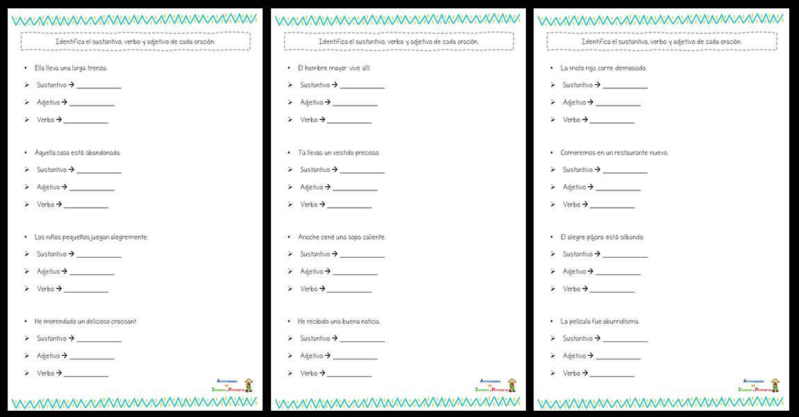 Análisis morfológico: Sustantivo, adjetivo y verbo de una oración ...