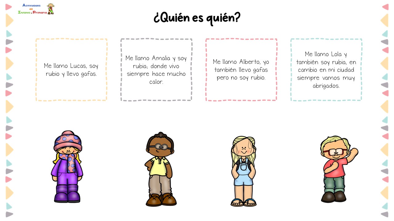 Juego de pistas: "¿Quién es quién?" - Actividades de infantil y primaria