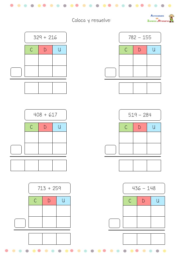 sumas y restas para resolver (1)