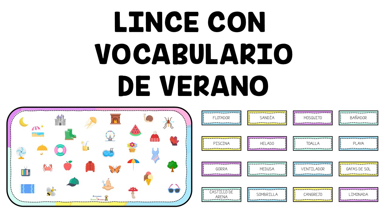 Divertido lince de imágenes con vocabulario de verano para jugar los ...