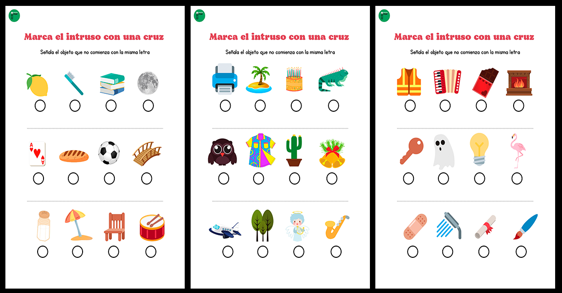 Conciencia fonológica letra inicial: Señala el intruso - Actividades de ...