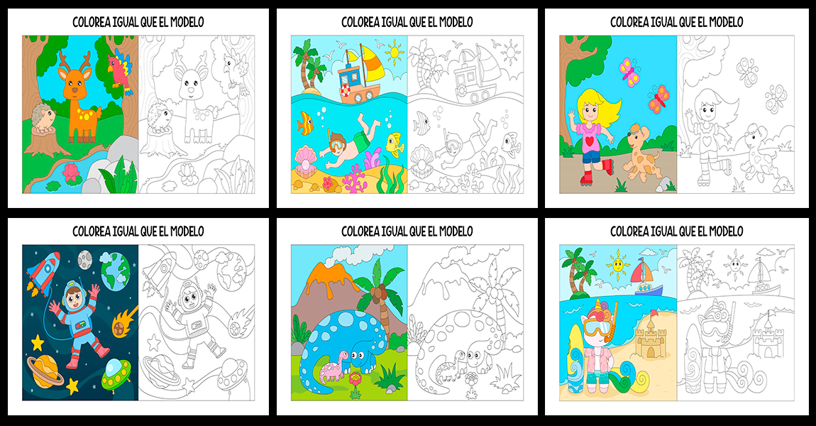 Dibujos para colorear siguiendo el modelo - Actividades de infantil y ...