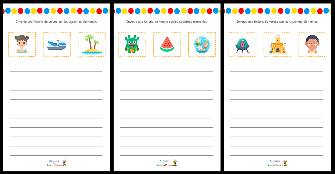 Fichas de escritura creativa: Inventa historias de verano - Actividades ...