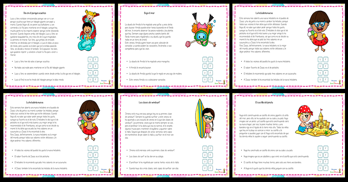 Nuevas lecturas cortas de verano: Verdadero o falso - Actividades de ...