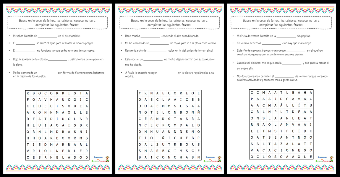 Sopa De Letras De Verano Para Imprimir