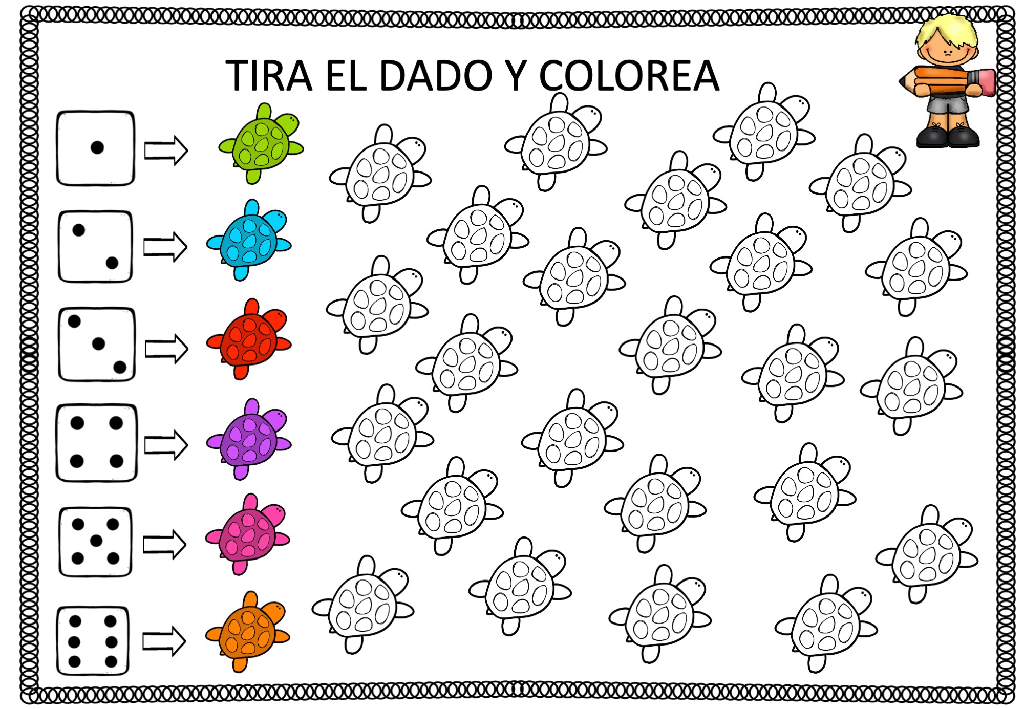 Divertido juego de atención: Tira el dado y colorea - Actividades de ...