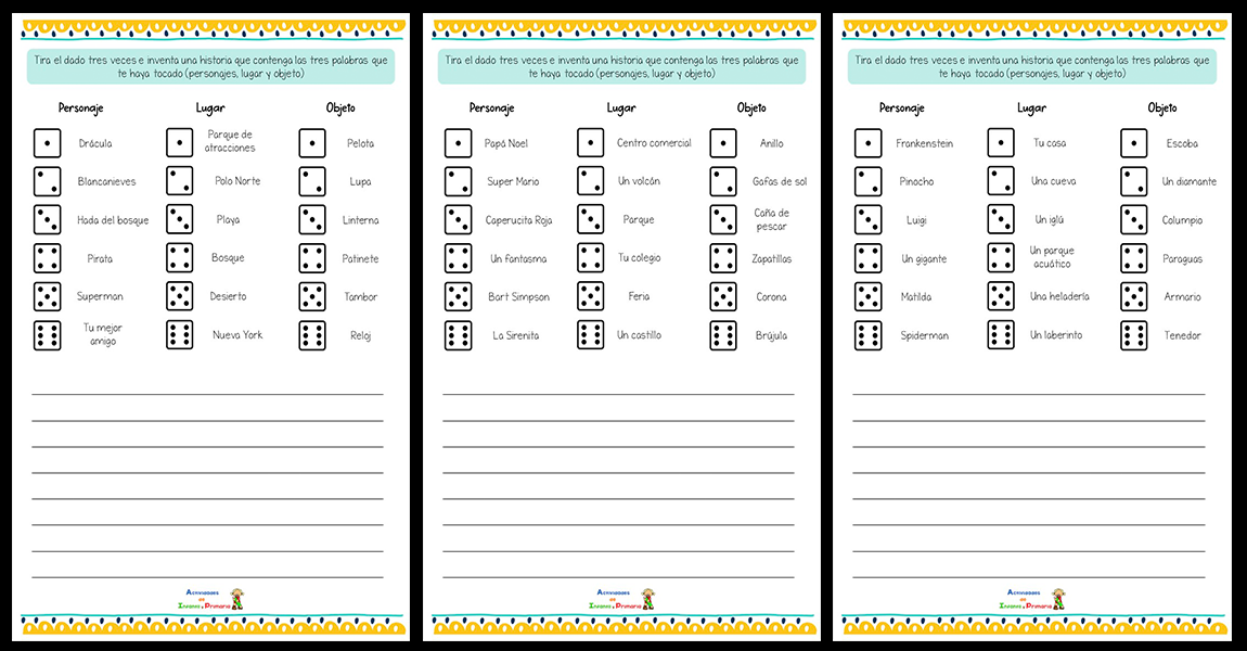 Juego de escritura creativa: Tira el dado e inventa una historia ...