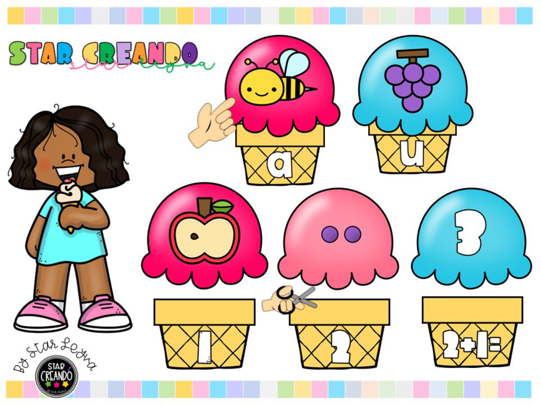 Juego de helados con vocales y números star leyva - Actividades de ...