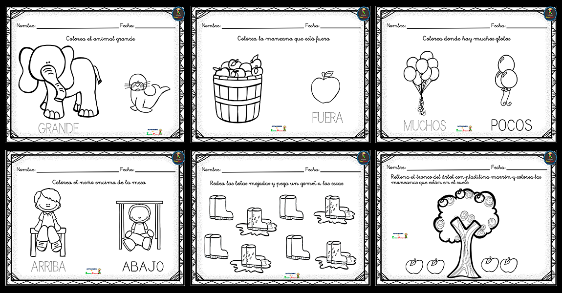 Cuadernillo de trabajo para aprender los conceptos básicos en Infantil ...