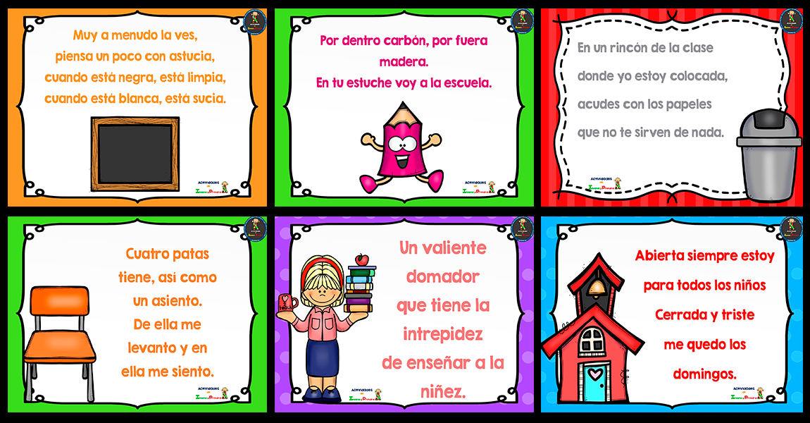 Bonitas adivinanzas sobre el colegio - Actividades de infantil y primaria