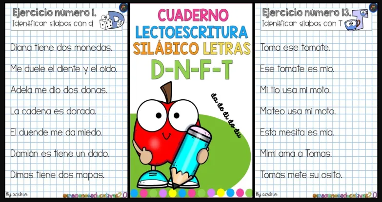 Lectoescritura de frase con las letras D - F - N - T - Actividades de ...
