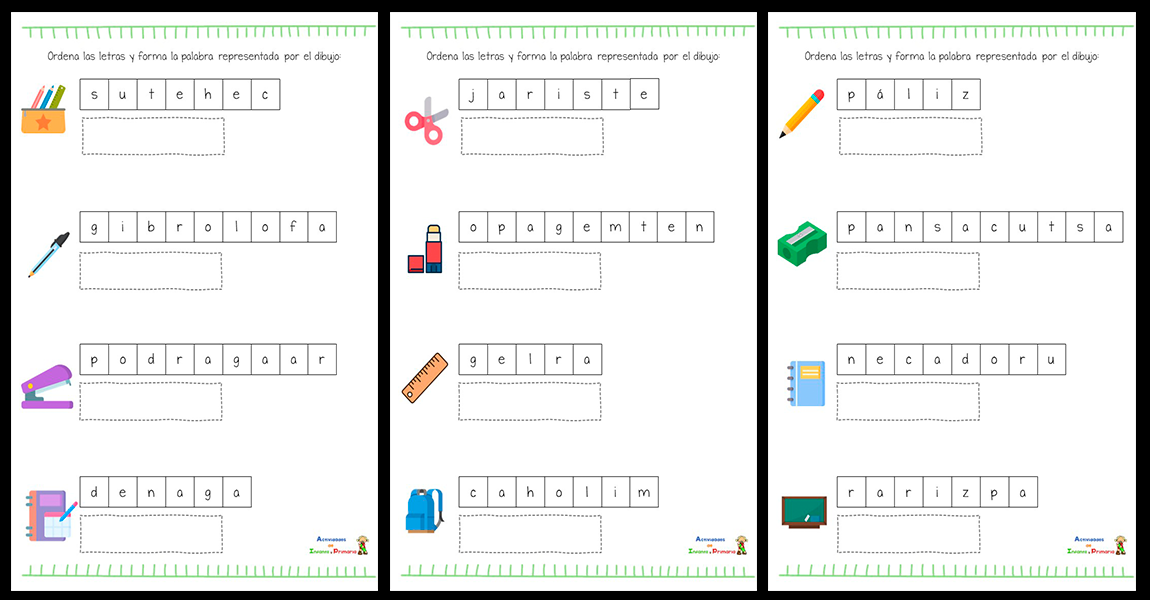 Lectoescritura: Ordena las letras para formar las palabras del ...