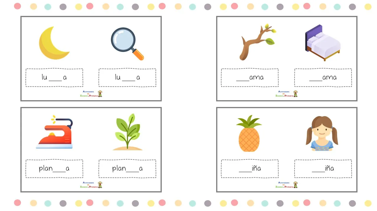 Habilidades fonológicas: Completa los pares mínimos - Actividades de infantil y primaria