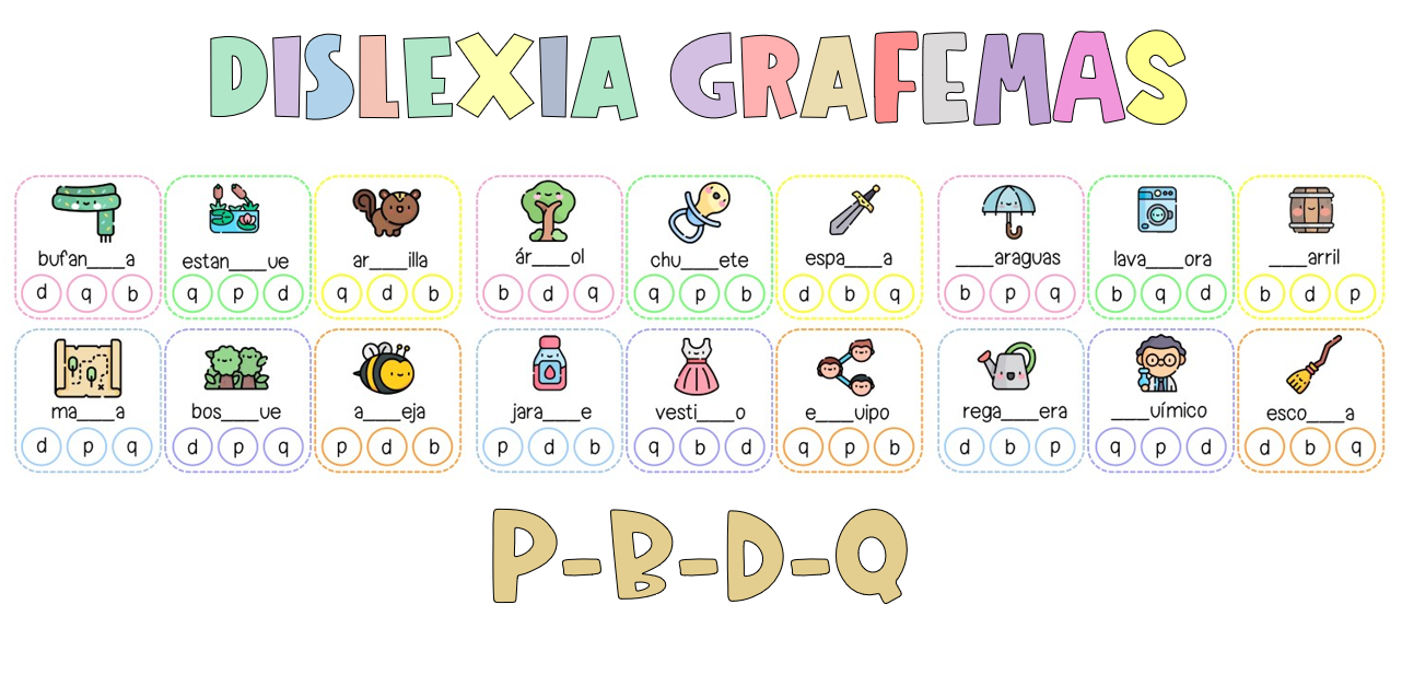 dislexia Inversión de grafemas o escritura en espejo Diferenciación b/d/p/q - Actividades de ...