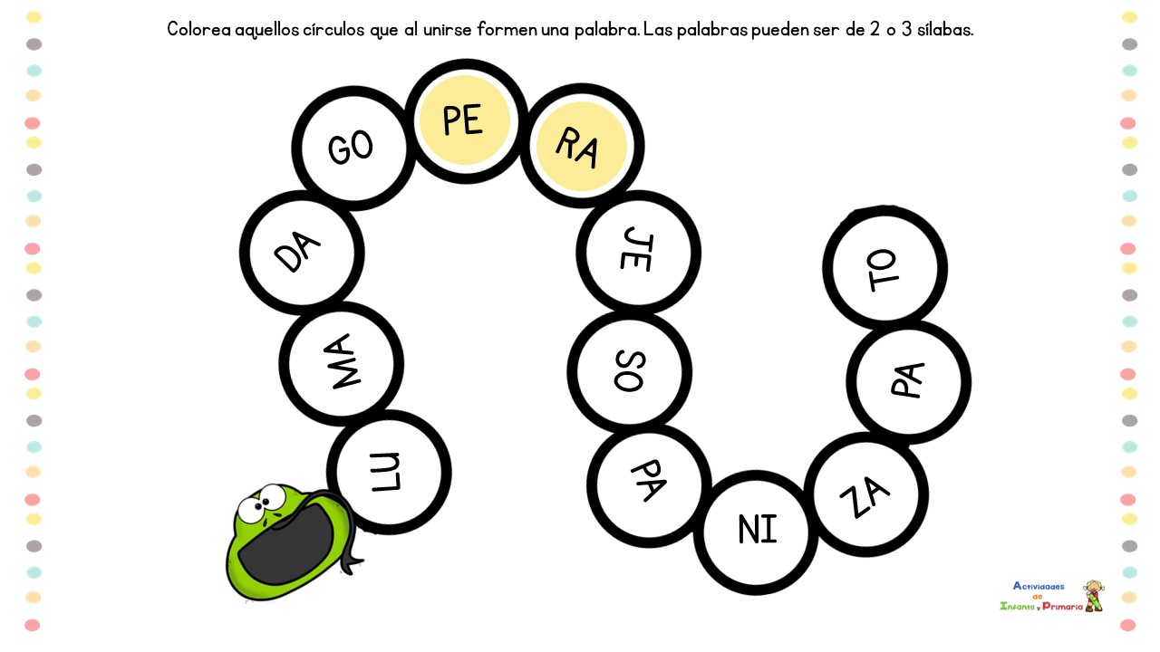 La serpiente de las sílabas, para formar palabras - Actividades de ...