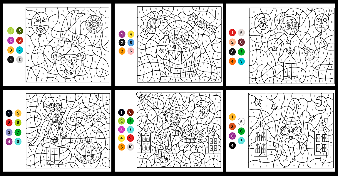 Dibujos de Halloween: Colorea por números - Actividades de infantil y ...