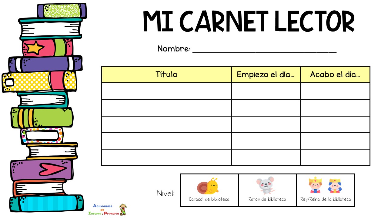 "Mi carnet lector" para motivar la lectura en el aula - Actividades de ...