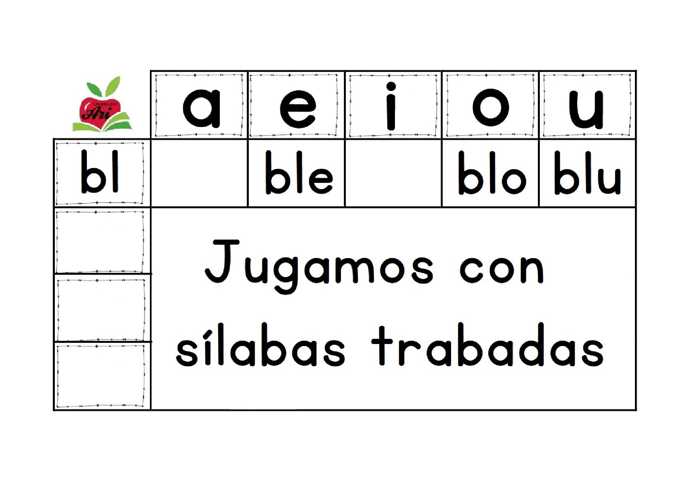 El tablero de las sílabas trabadas - Actividades de infantil y primaria