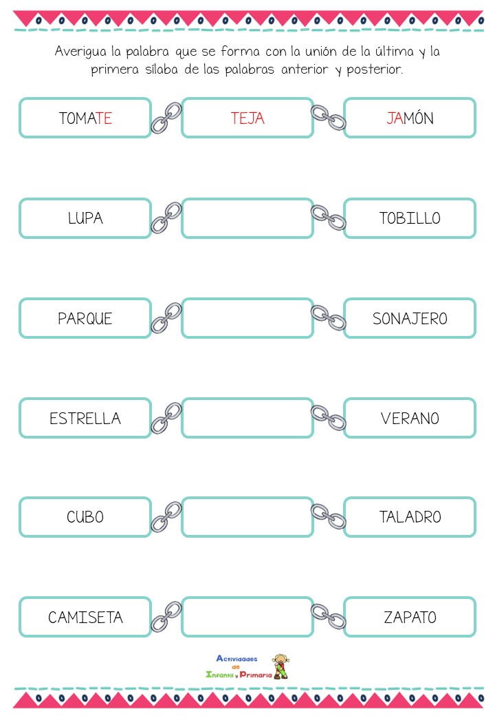Hojas De Trabajo De Cadenas De Palabras