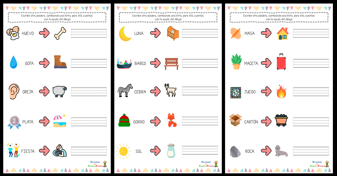 Conciencia fonológica: Cambia una letra y forma una nueva palabra ...