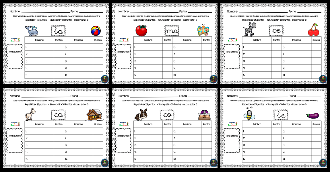 Juego de lengua: Escribe palabras a partir de una sílaba - Actividades ...
