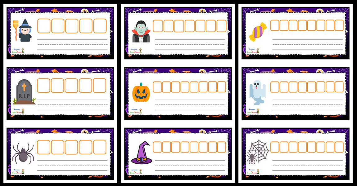 Tarjetas de lectoescritura con vocabulario de Halloween - Actividades ...