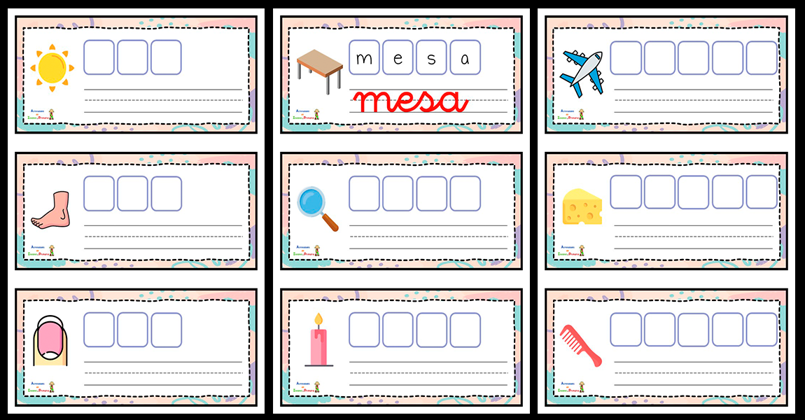 Tarjetas de lectoescritura con palabras de 3, 4 y 5 letras ...