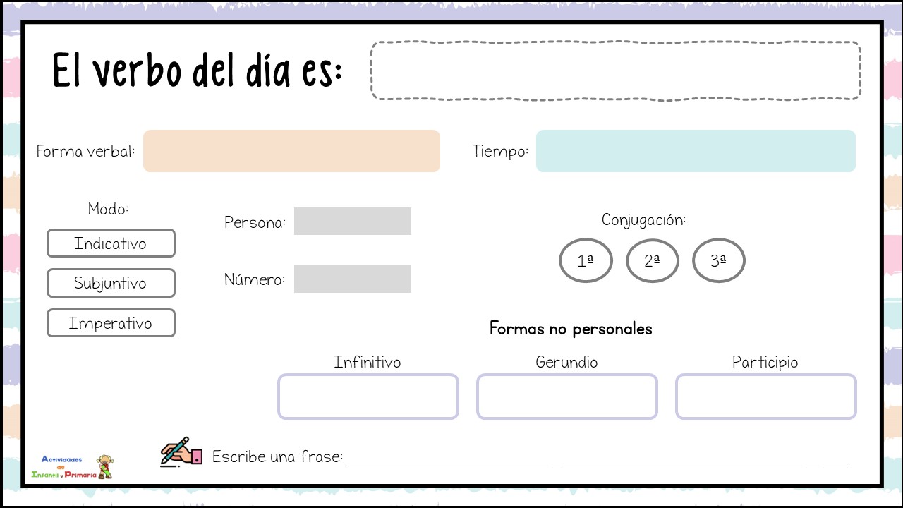 Plantilla "El verbo del día es..." - Actividades de infantil y primaria