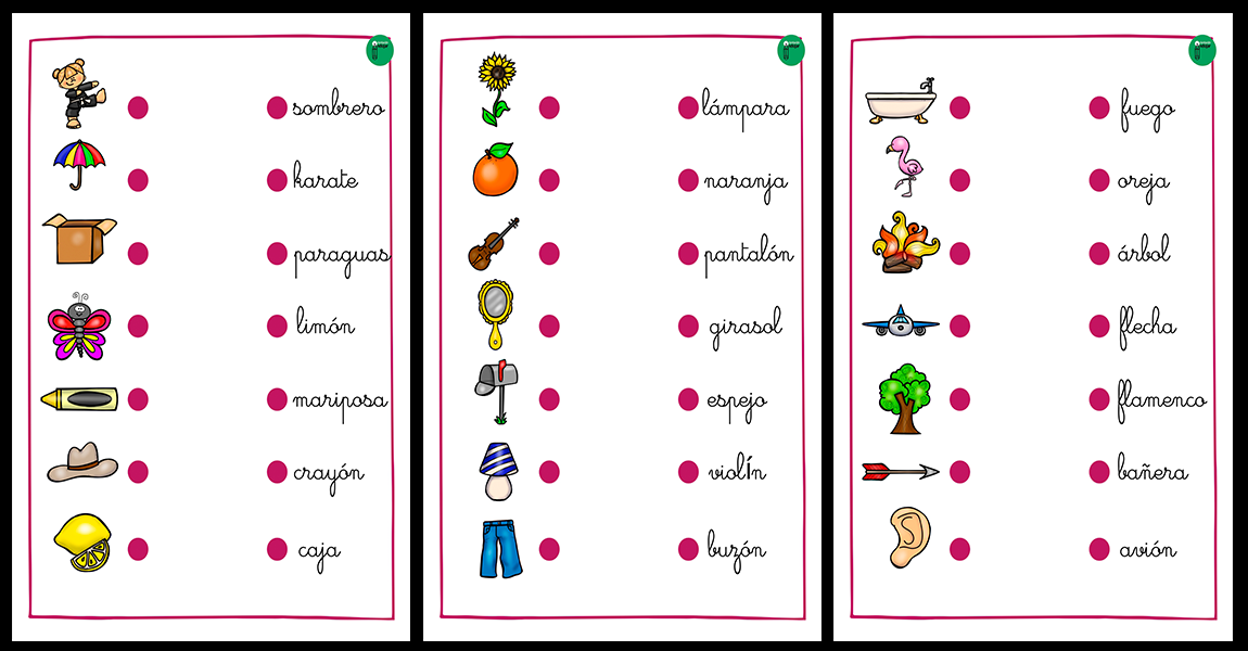 Asociación palabra - dibujo: Empareja - Actividades de infantil y primaria